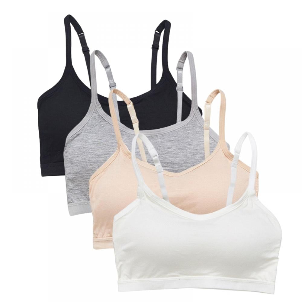 4 Pieces Mini Camisole Bra Wireless Padded Bra with Adjustable Straps ...