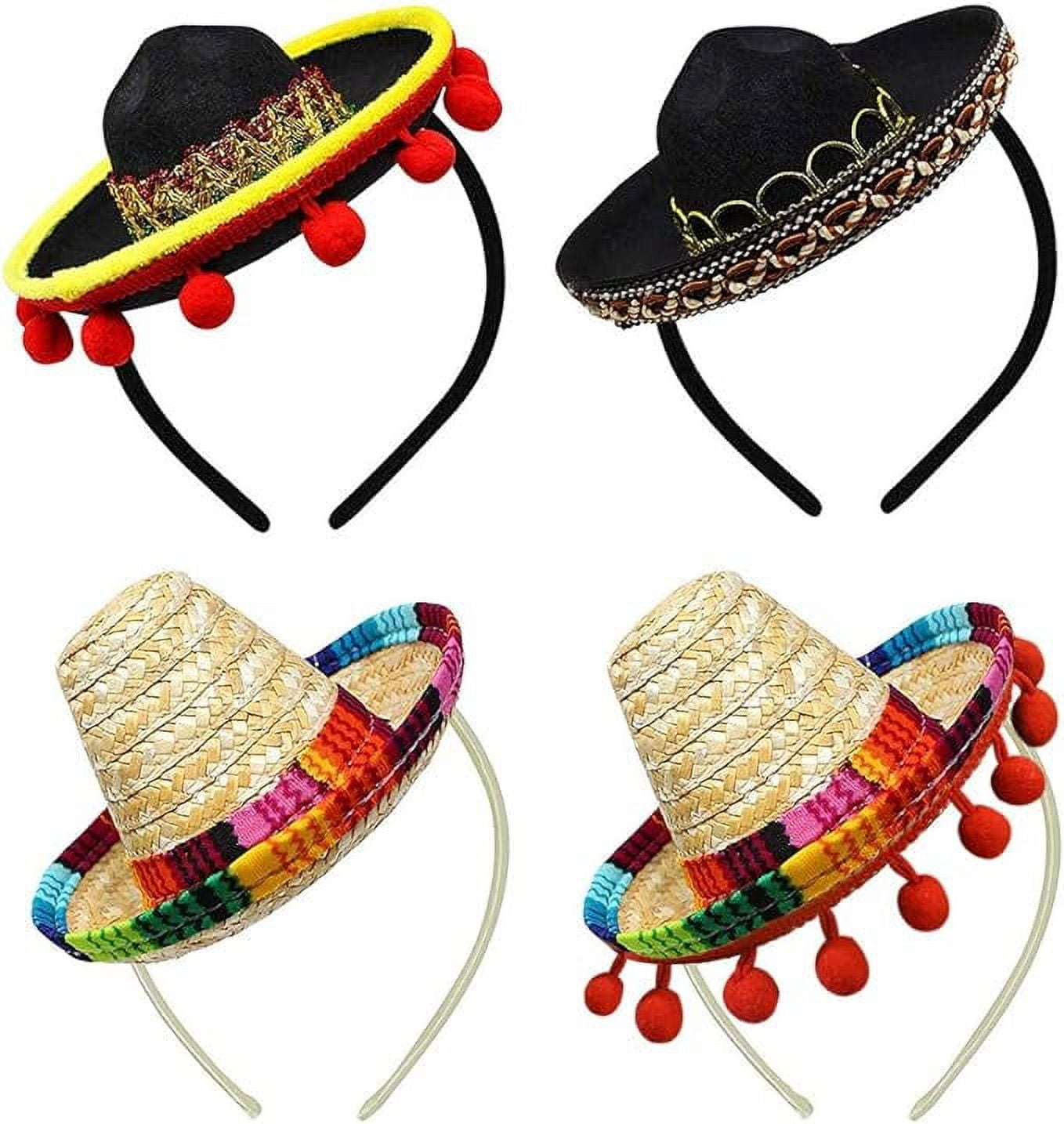 4 Pieces Mini Mexican Sombrero Hats Cute Straw Sombreros Mini Fun ...