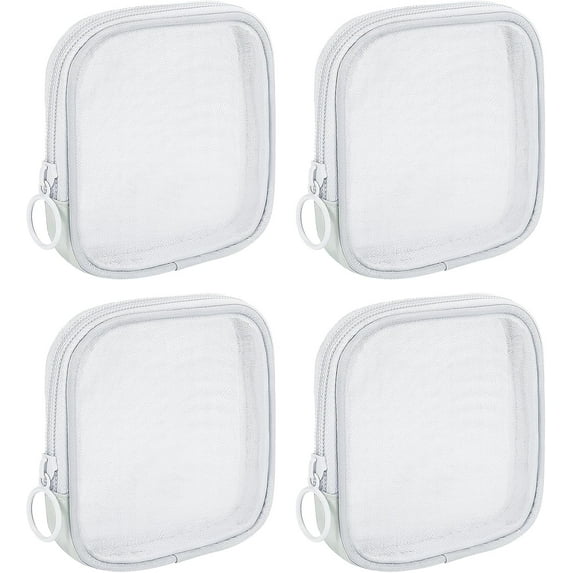 4 Pieces Mini Zipper Nylon Mesh Pouch, Mesh Cosmetic Bags Makeup Bags ...