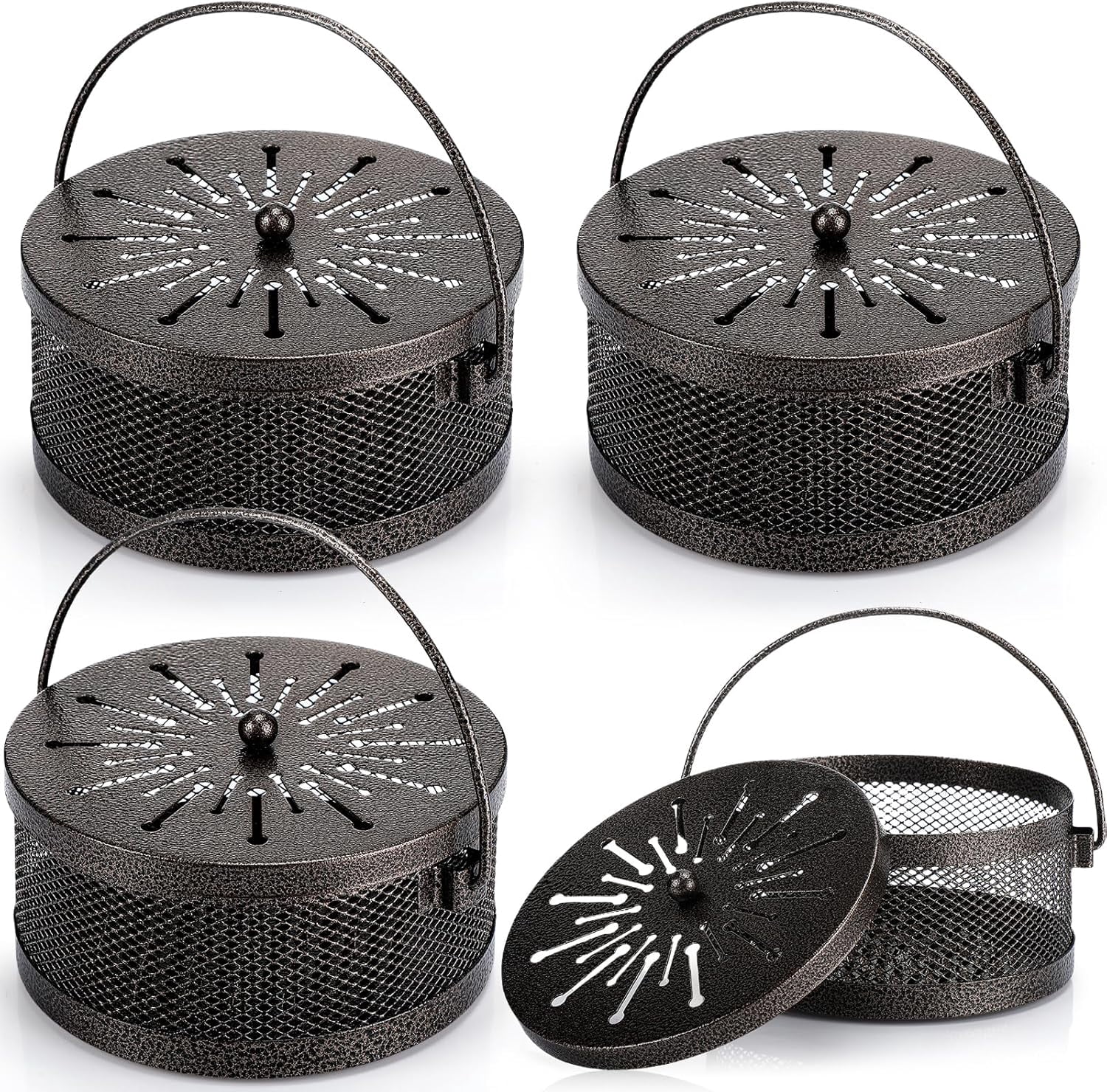 4 Pieces Mosquito Coil Holder Incense Coil Holder Round Retro Portable ...