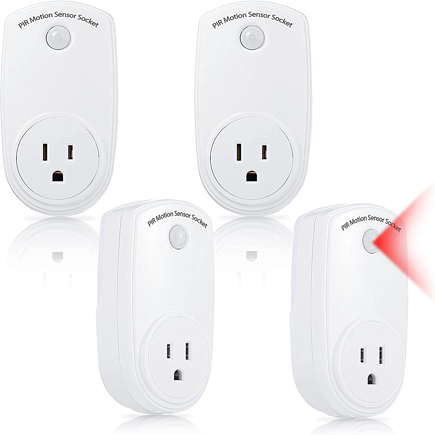 4 Pieces Motion Sensor Sockets Indoor Plug in Motion Sensor Light ...