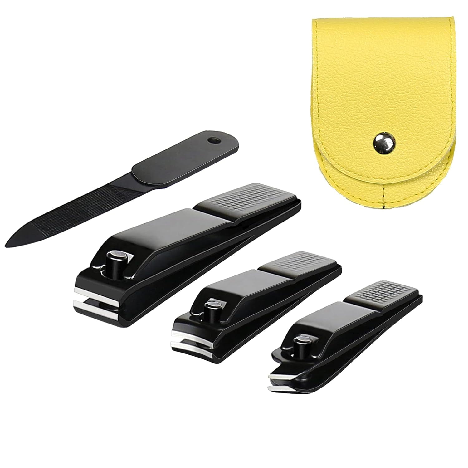 4 Pieces Nail Clippers Set, Ultra Sharp Sturdy Black Stainless ...