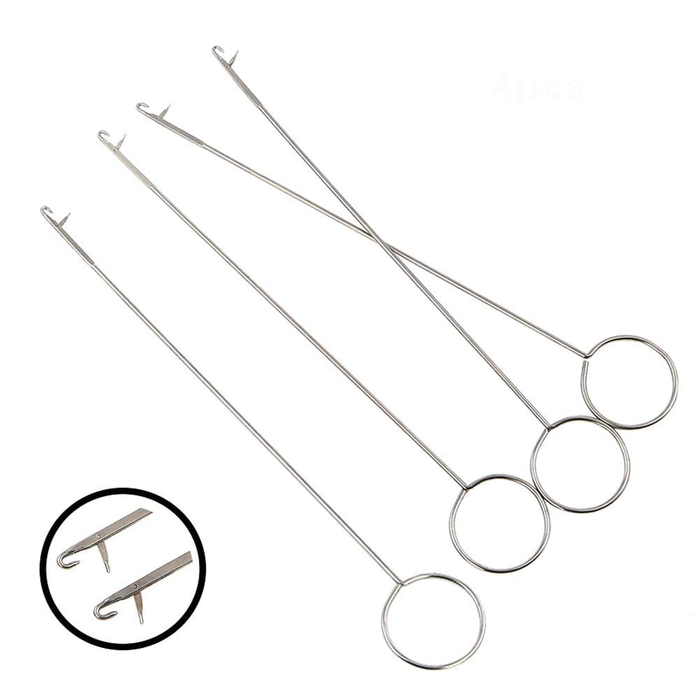 4 Pieces Needle Hook, Latch Hook Supplies, Tongue Crochet Tool, Sewing Loop Turner Hook with ...