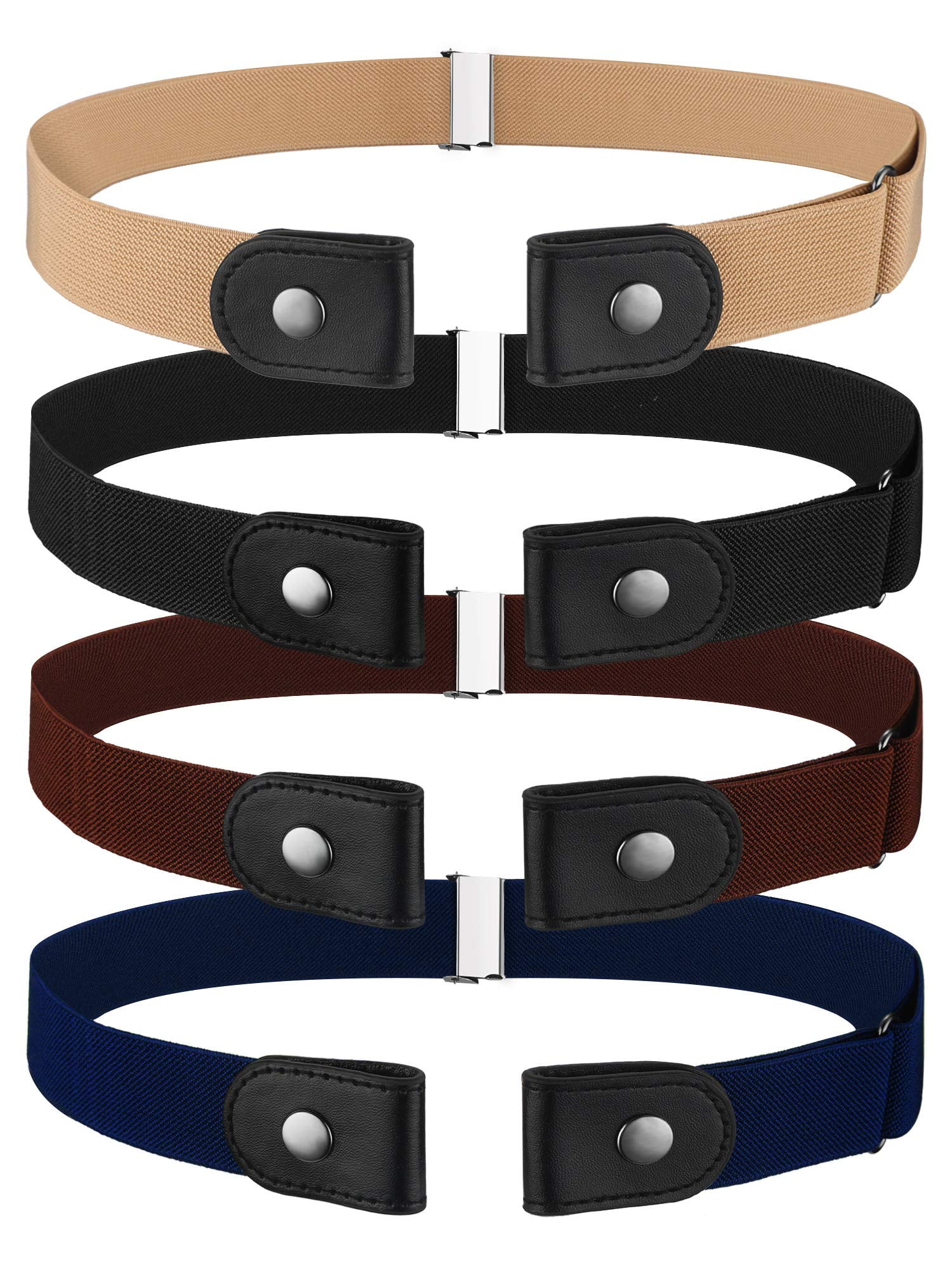 4 Pieces No Buckle Stretch Belt for Women Men Adjustable Unisex ...