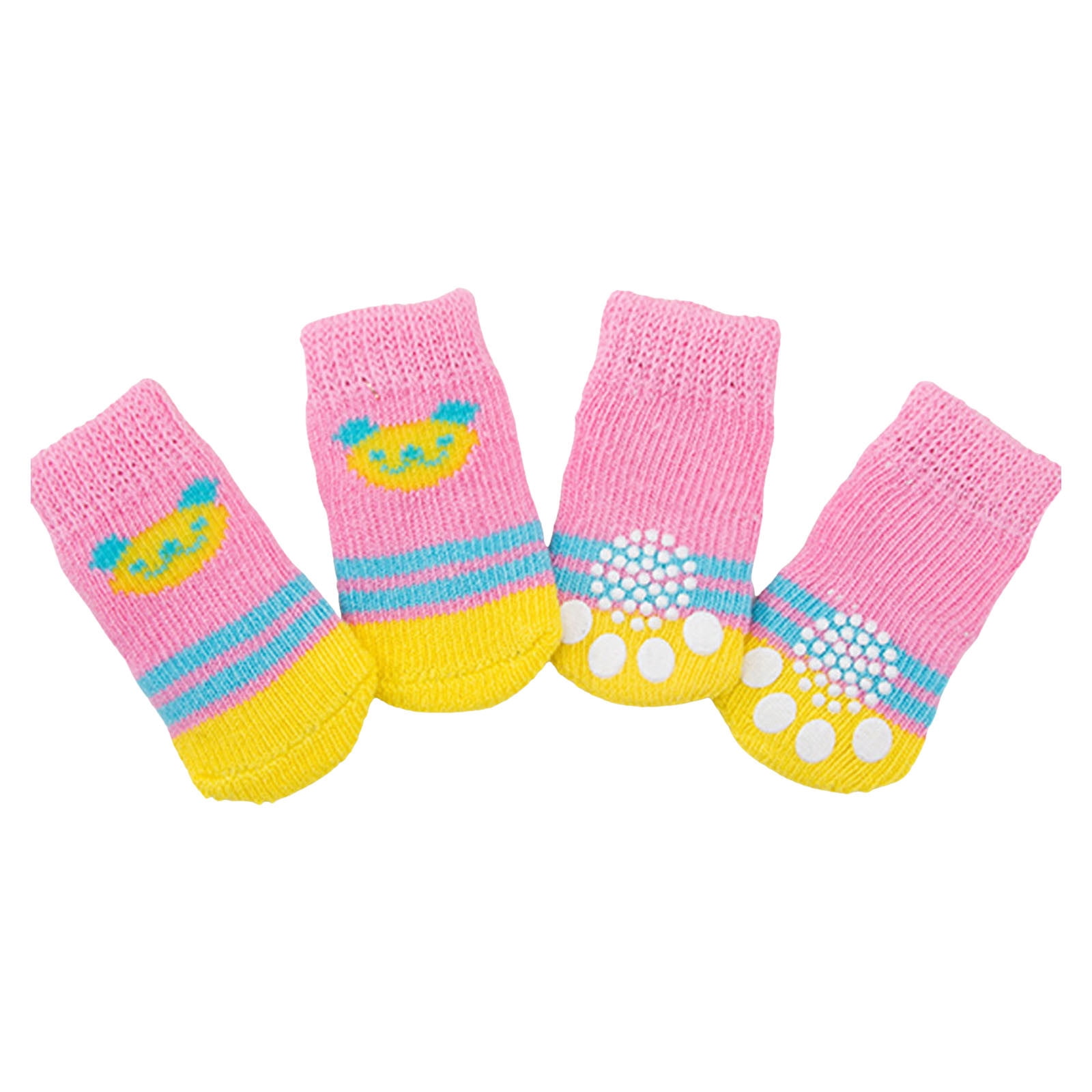 4 Pieces Non-Slip Dog Socks Small Cat Paw Protector Socks Pet Doggie ...