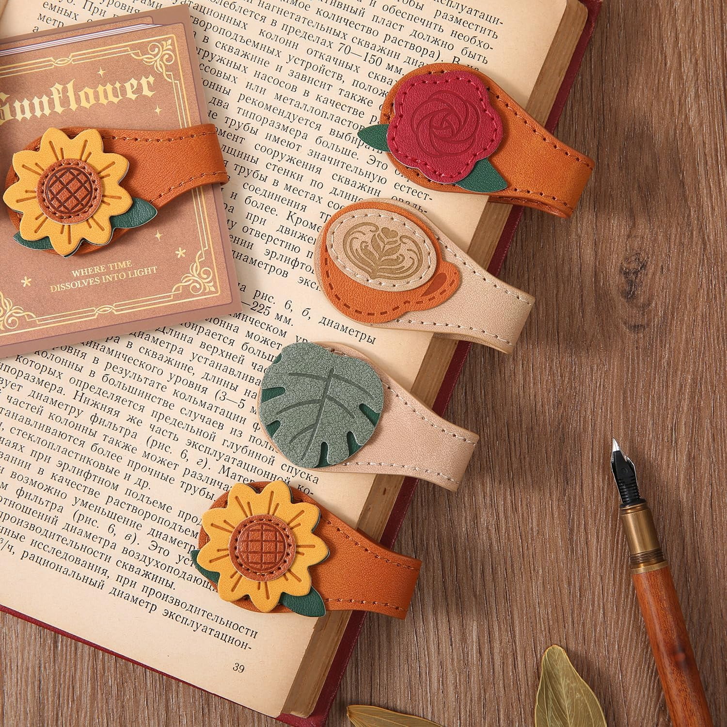 4 Pieces Of Retro Magnetic Leather Bookmarks Ladies' Leather Magnetic ...