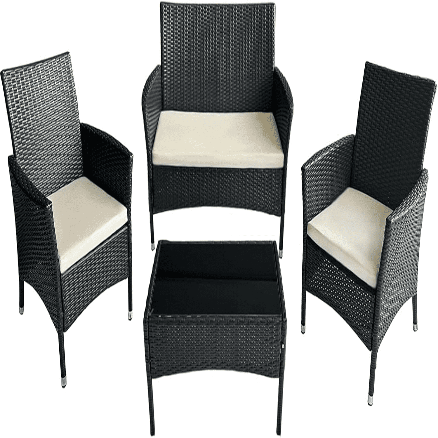 4 Pieces Outdoor Rattan Patio Furniture Set Balcony Furniture Set ...