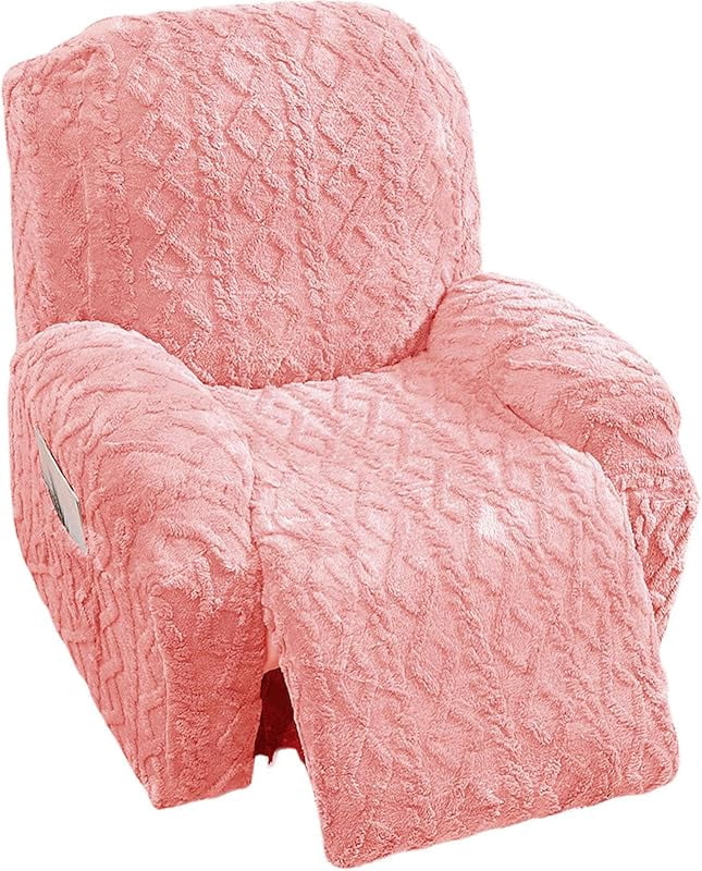 4 Pieces Oversized Recliner Chair Covers, Geometric Jacquard Plush ...