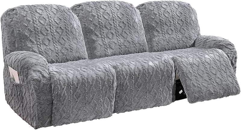 4 Pieces Oversized Recliner Chair Covers, Geometric Jacquard Plush ...