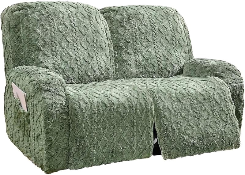 4 Pieces Oversized Recliner Chair Covers, Geometric Jacquard Plush ...