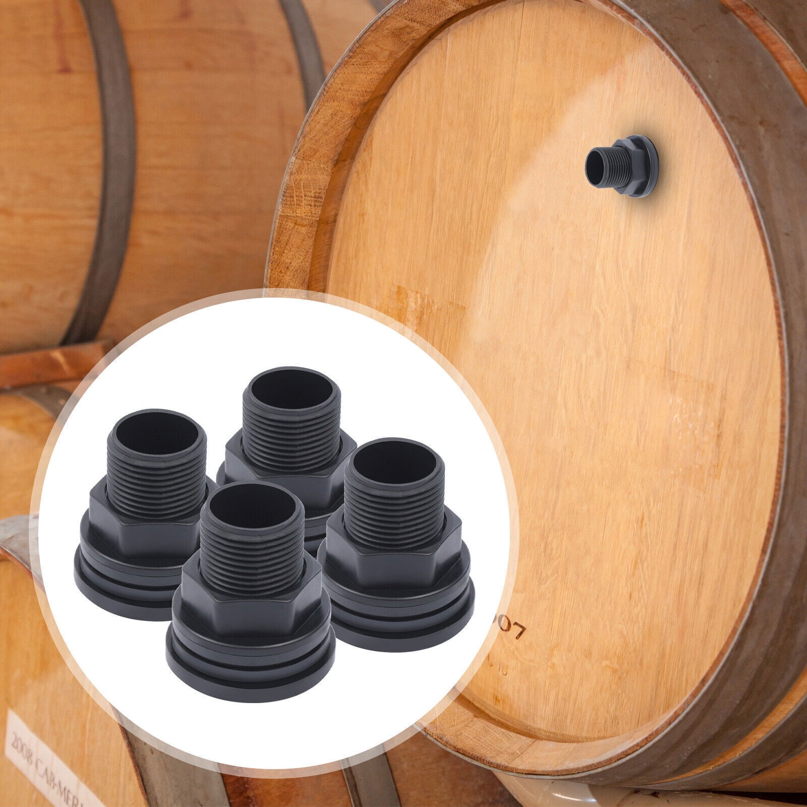 4 Pieces PVC Bulkhead Fitting, Double Threaded Bulkhead Water Tank ...