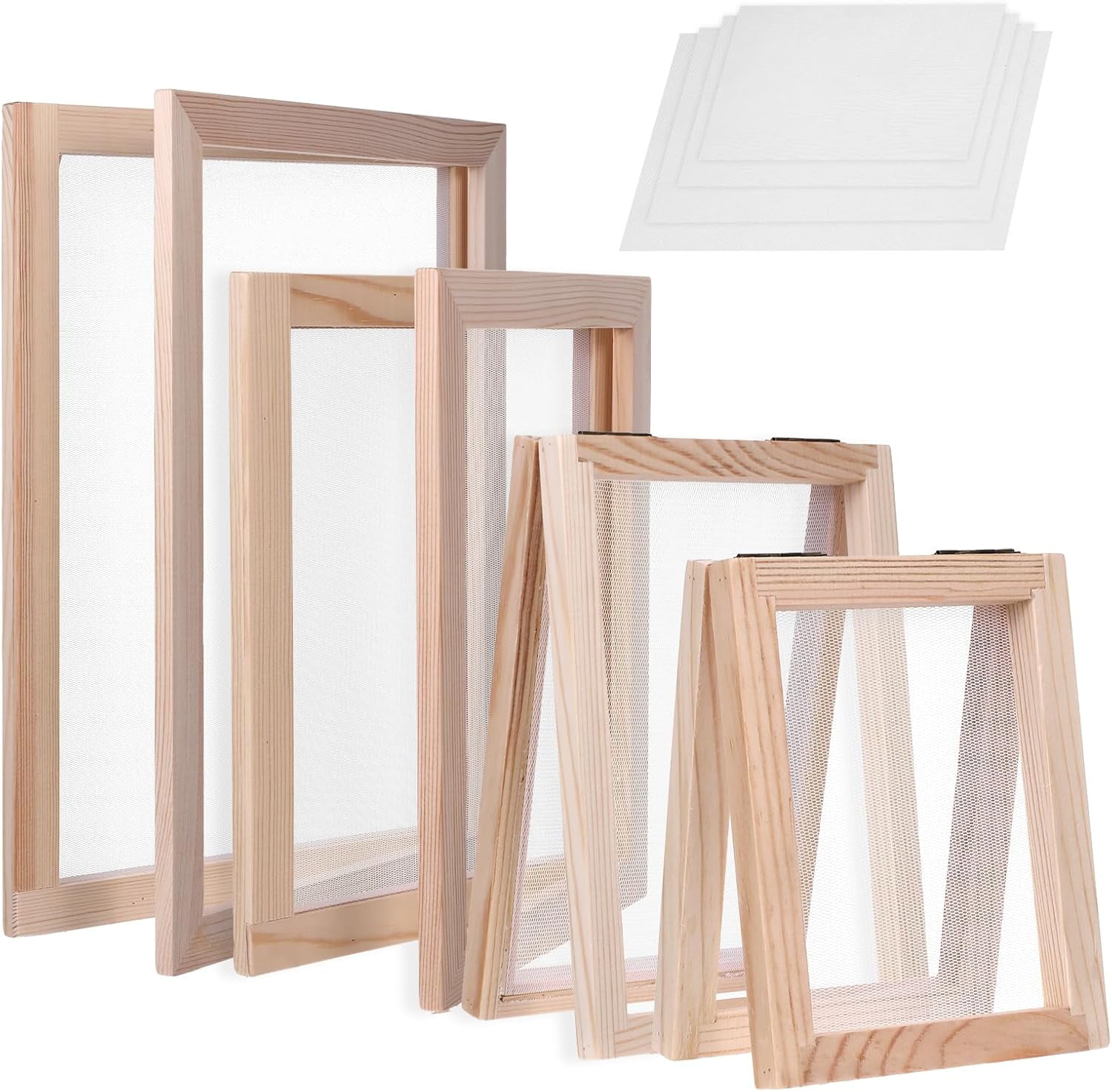 4 Pieces Paper Making Wooden Frame Papermaking Screen Kit 4 Size Frame ...