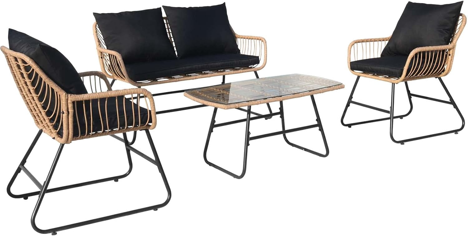 4 Pieces Patio Furniture Set,Lightweight Patio Conversation Set for ...