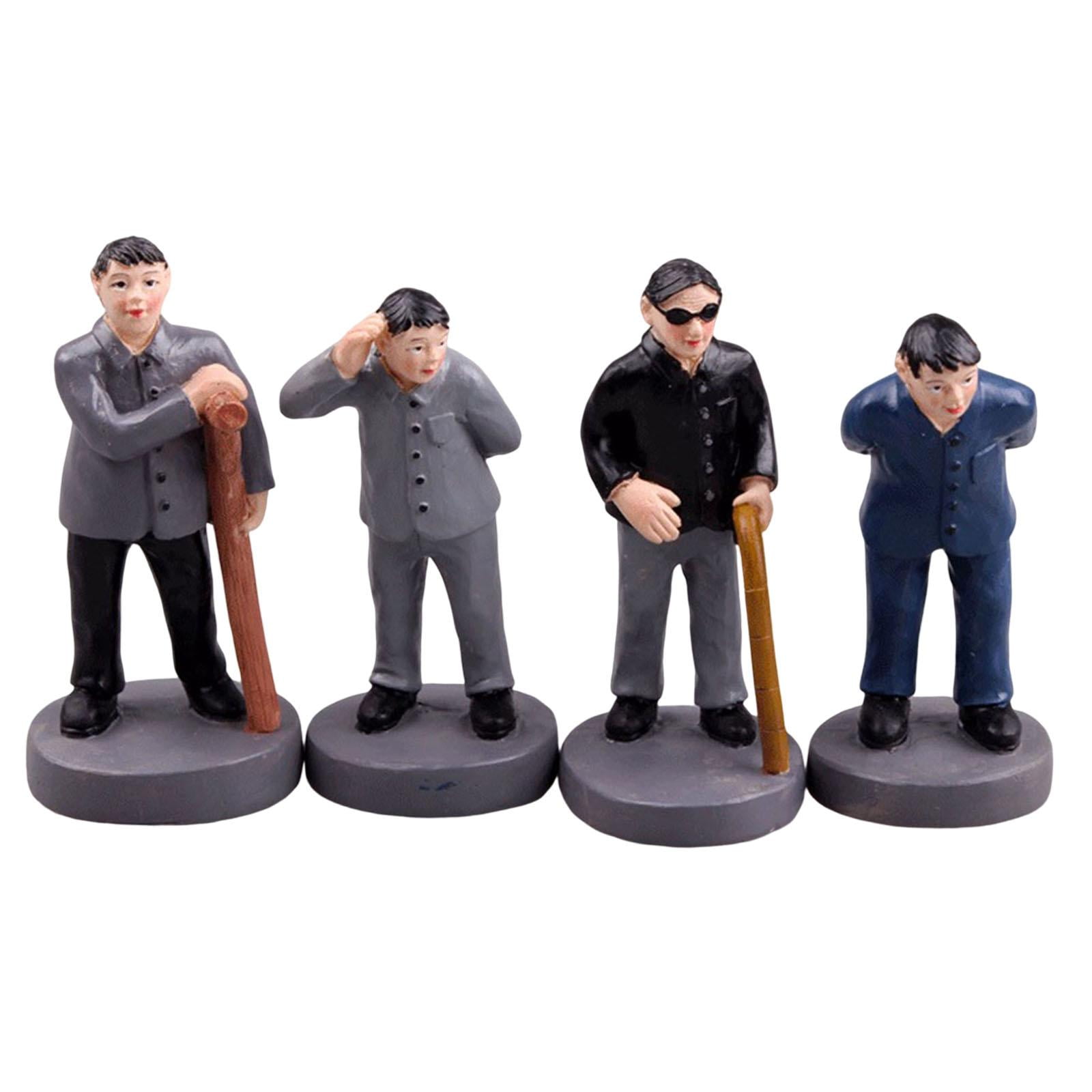 4 Pieces People Figurines Miniature Toy Action Figure Model for Layout ...