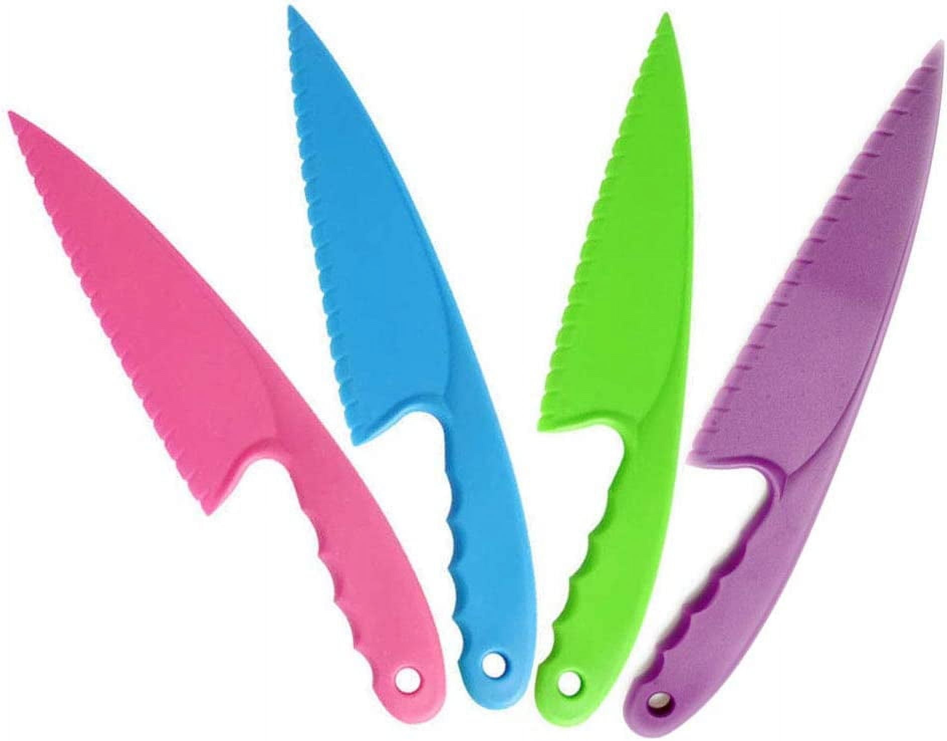 4-Piece Plastic Cake Knives with Serrated Edges, Salad Knife, Kitchen ...