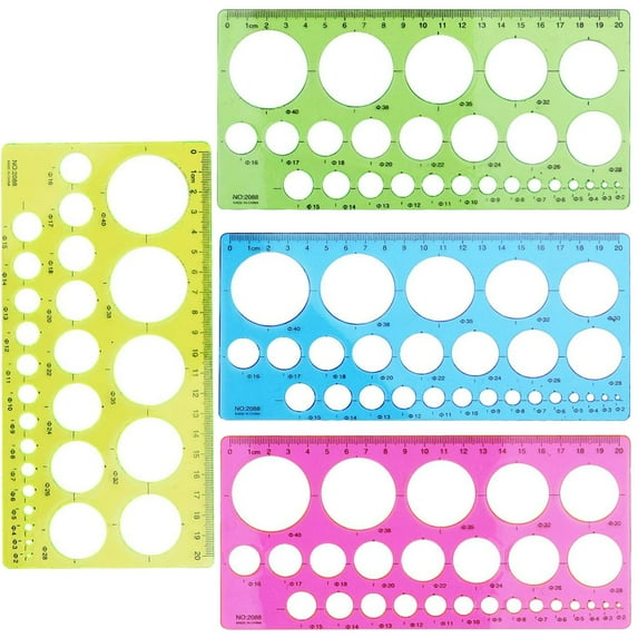 4 Pieces Plastic Template Ruler Circles Drawing Stencil Geometric Tool ...