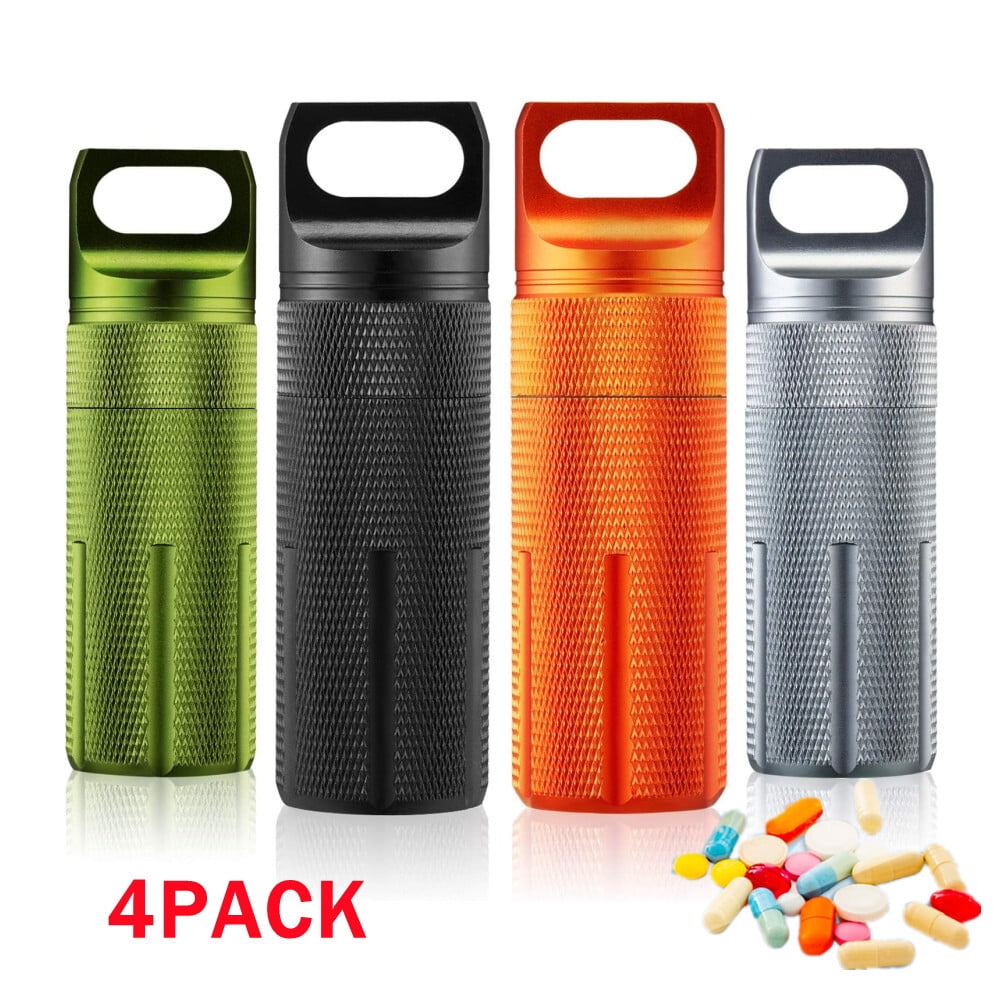 4 Pieces Portable Pill Case Waterproof EDC Container Capsule Airtight ...