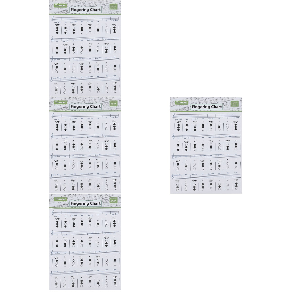 4 Pieces Practice Charts Trumpet Training Guide Chords Poster Note ...