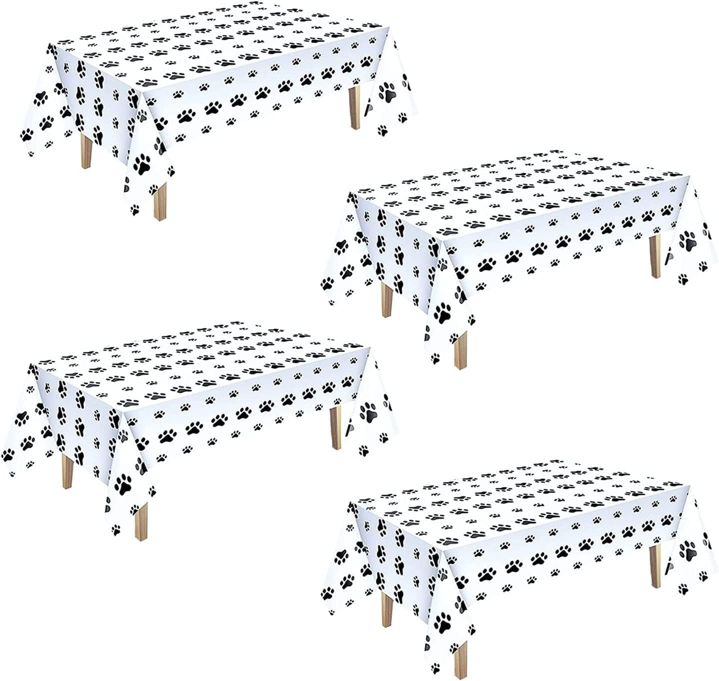 4 Pieces Puppy Paw Print Plastic Tablecloth Disposable Table Cover ...