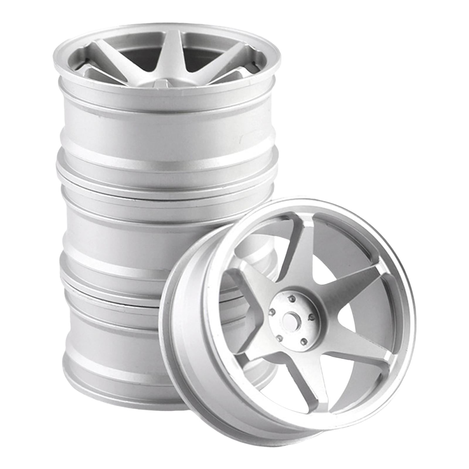 4 Pieces RC Car Metal Wheel Hub Rim 5.2cm 1:10 Scale RC Touring Argent ...