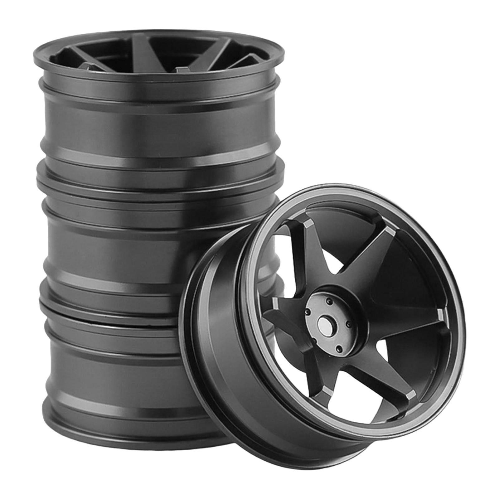 4 Pieces RC Car Metal Wheel Hub Rim 5.2cm 1:10 Scale RC Touring Black ...