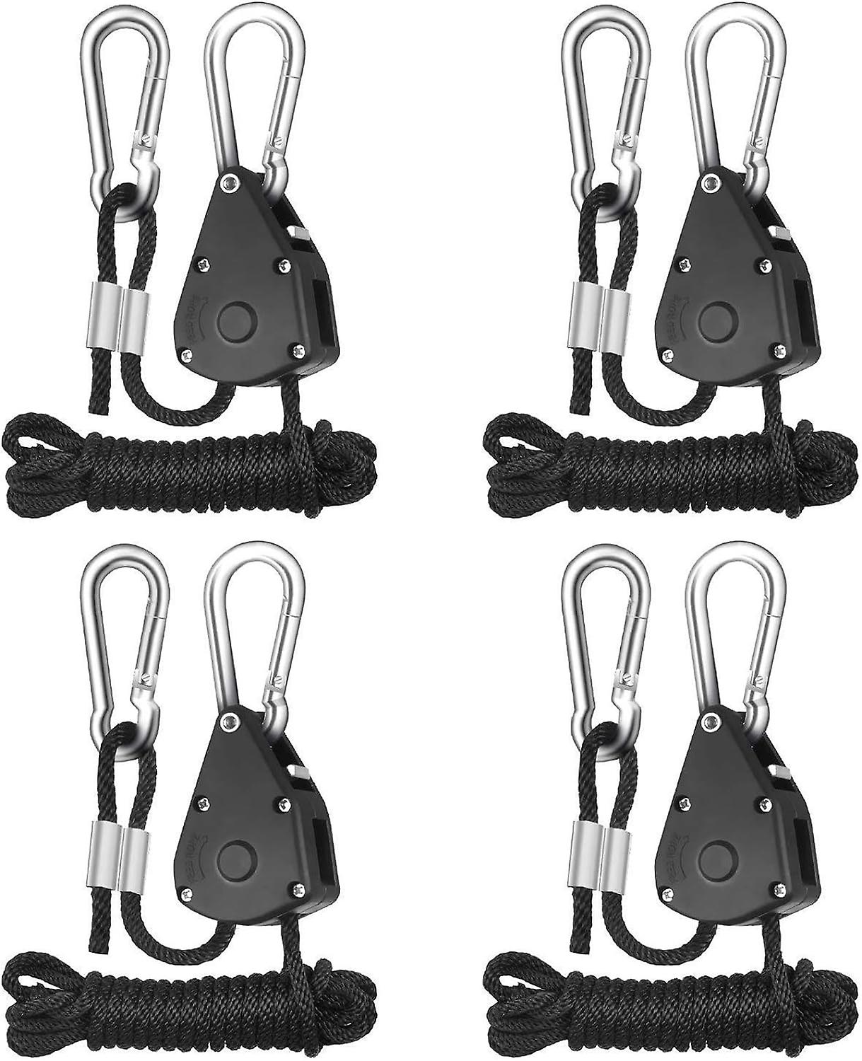 4 Pieces Ratchet Rope with Hooks Adjustable 1/8 Inch Rope Ratchet ...