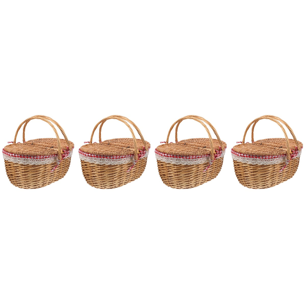 4 Pieces Rattan Picnic Basket Baskets Headgear Outdoor Rugs Hand Travel ...