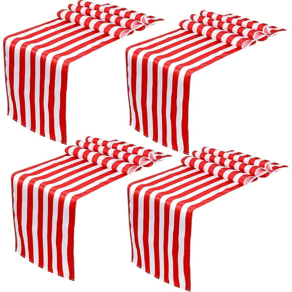 4 Pieces Red and White Striped Table Runner Carnival Tablecloth ...