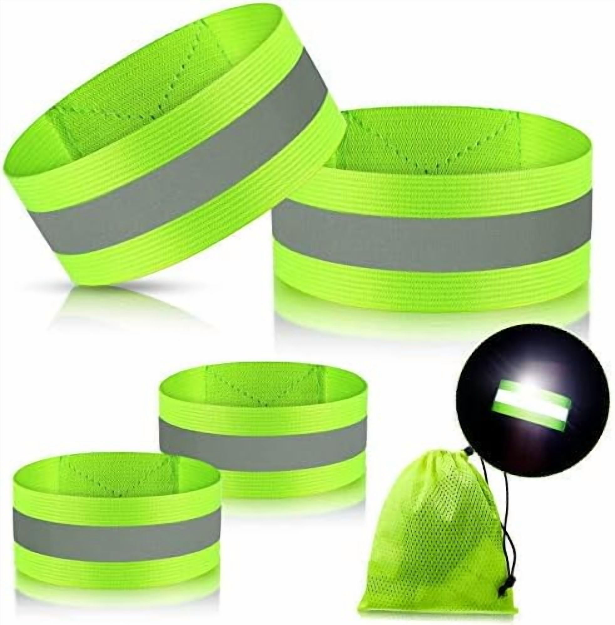 4 Pieces Reflective Bands High Visibility Reflector Bands Neon Straps ...