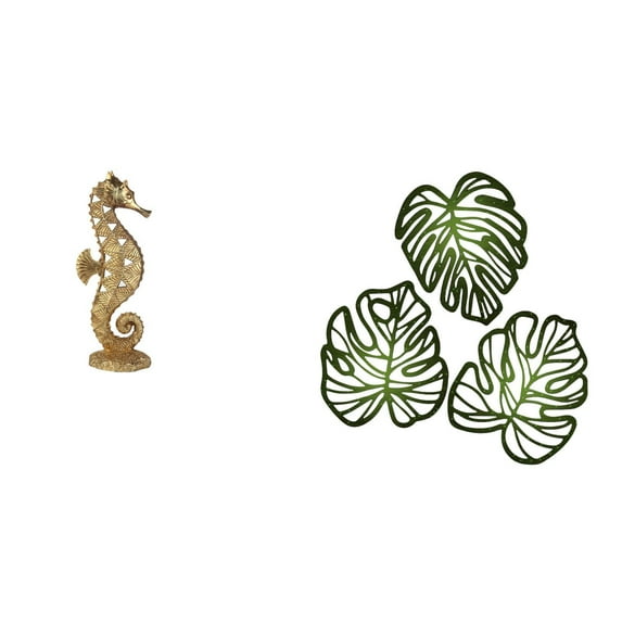 4 Pieces Resin Statue Palm Leaves Wall Plaque Wood Wall Decor Unique ...