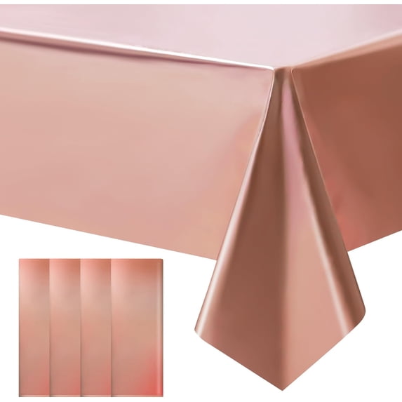 4 Pieces Rose Gold Tablecloth Plastic Material - Amazing Metallic Matte ...