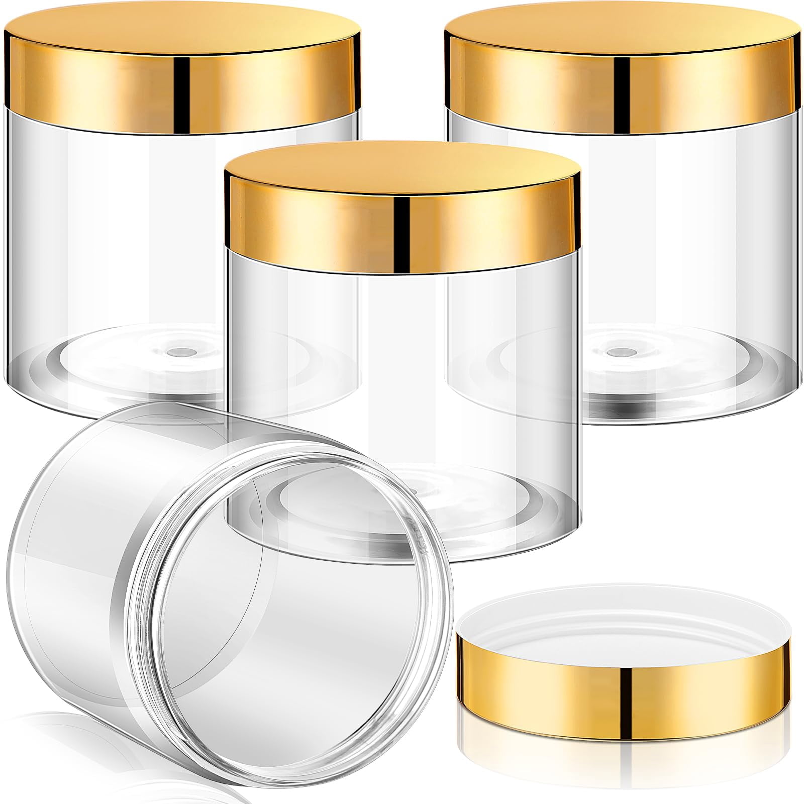 4 Pieces Round Wide-mouth Leak Proof Plastic Container Jars with Lids ...