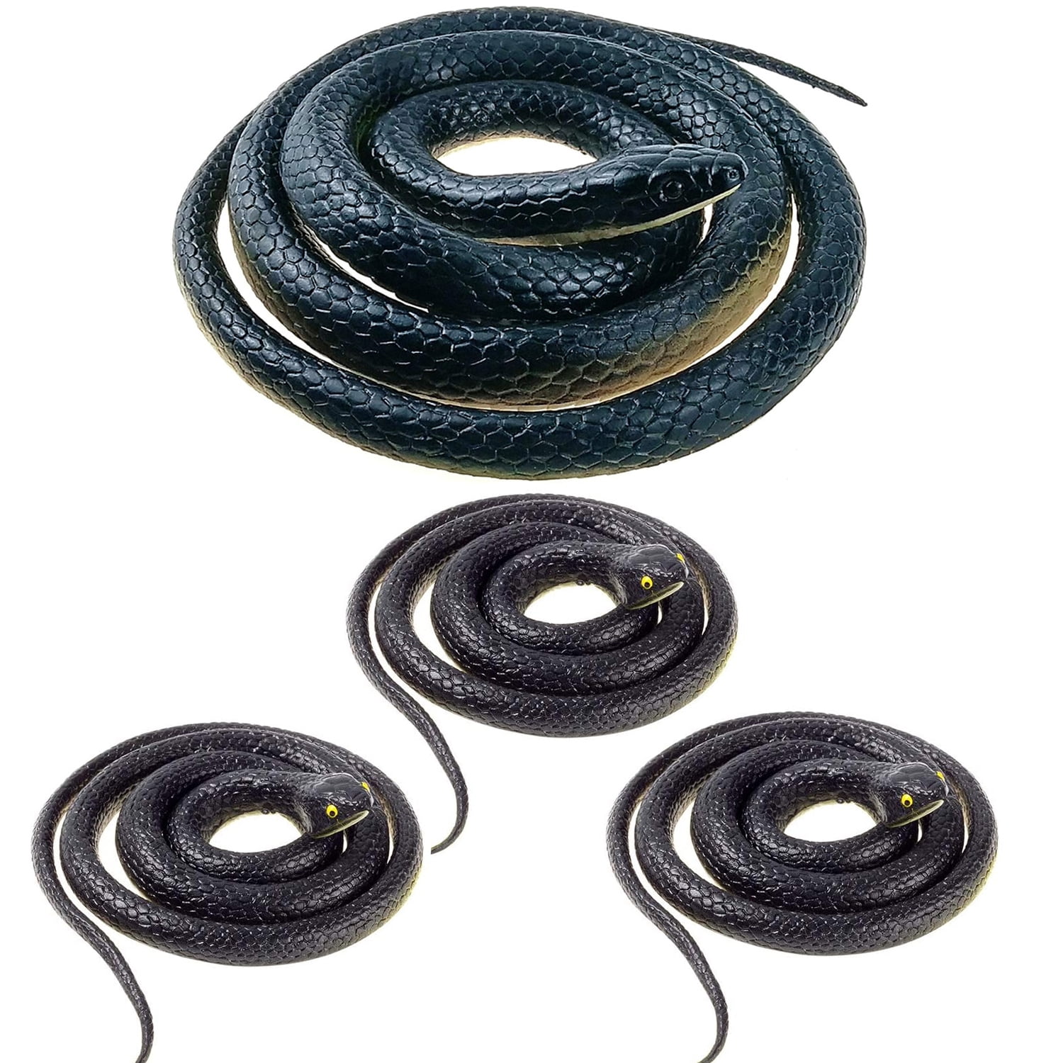 4 Pieces Rubber Snakes Realistic Fake Snakes Black Snake Toys for ...