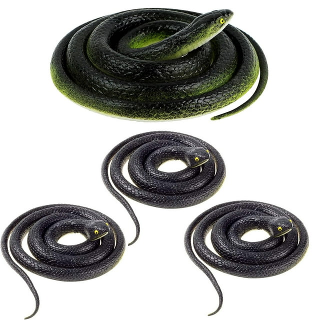 4 Pieces Rubber Snakes Realistic Fake Snakes Black Snake Toys for ...