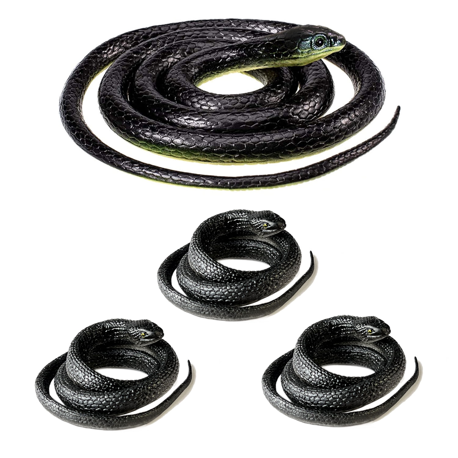 4 Pieces Rubber Snakes Realistic Fake Snakes Black Snake Toys for ...