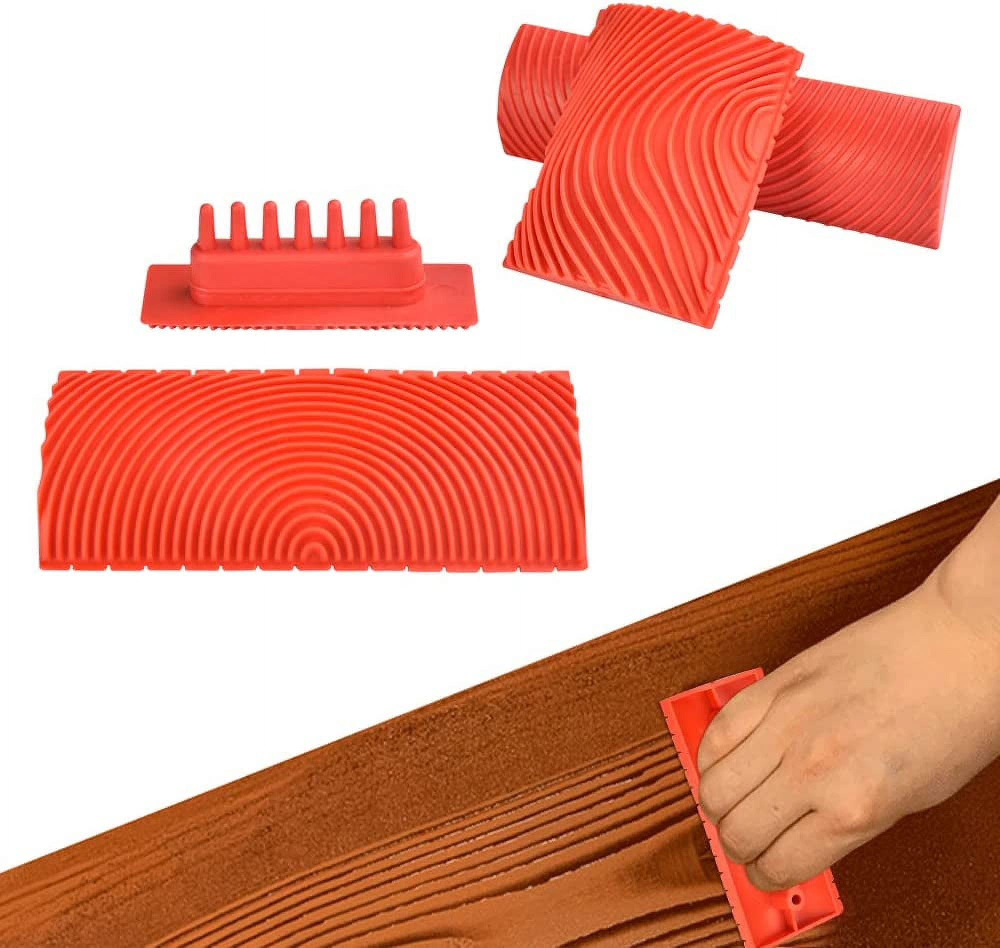 4 Pieces Rubber Wood Grain Tool Wood Grain Painting Tools Imitation ...