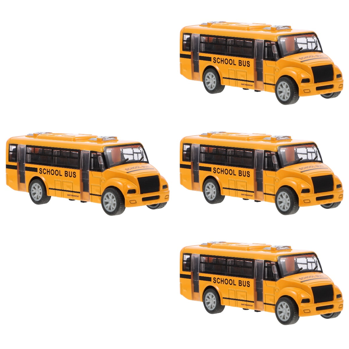 4 Pieces School Bus Model Buses to Scale Pull Back Toy Toddler Child ...