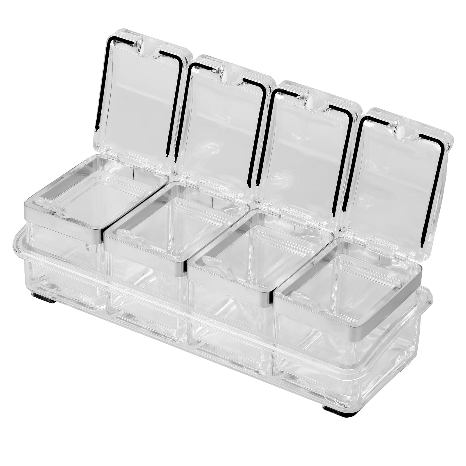 4 Pieces Seasoning Box Clear Spice Pots with Lids and Spoons Practical ...