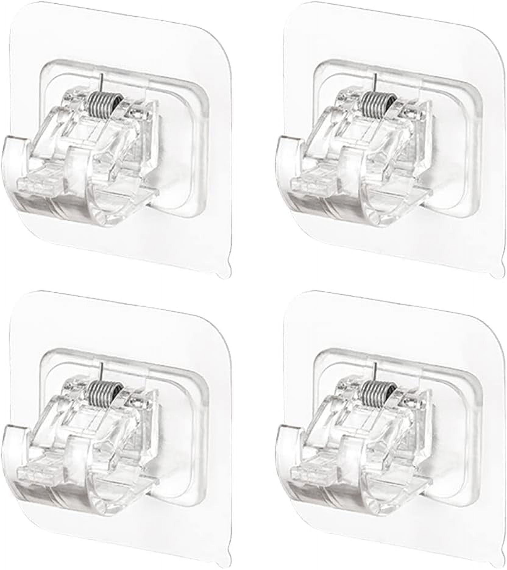 4 Pieces Self Adhesive Curtain Rod Bracket Transparent Drapery Hook ...