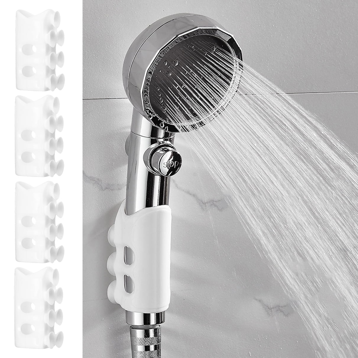 4 Pieces Silicone Shower Head Holder Universal Relocatable Silicone ...