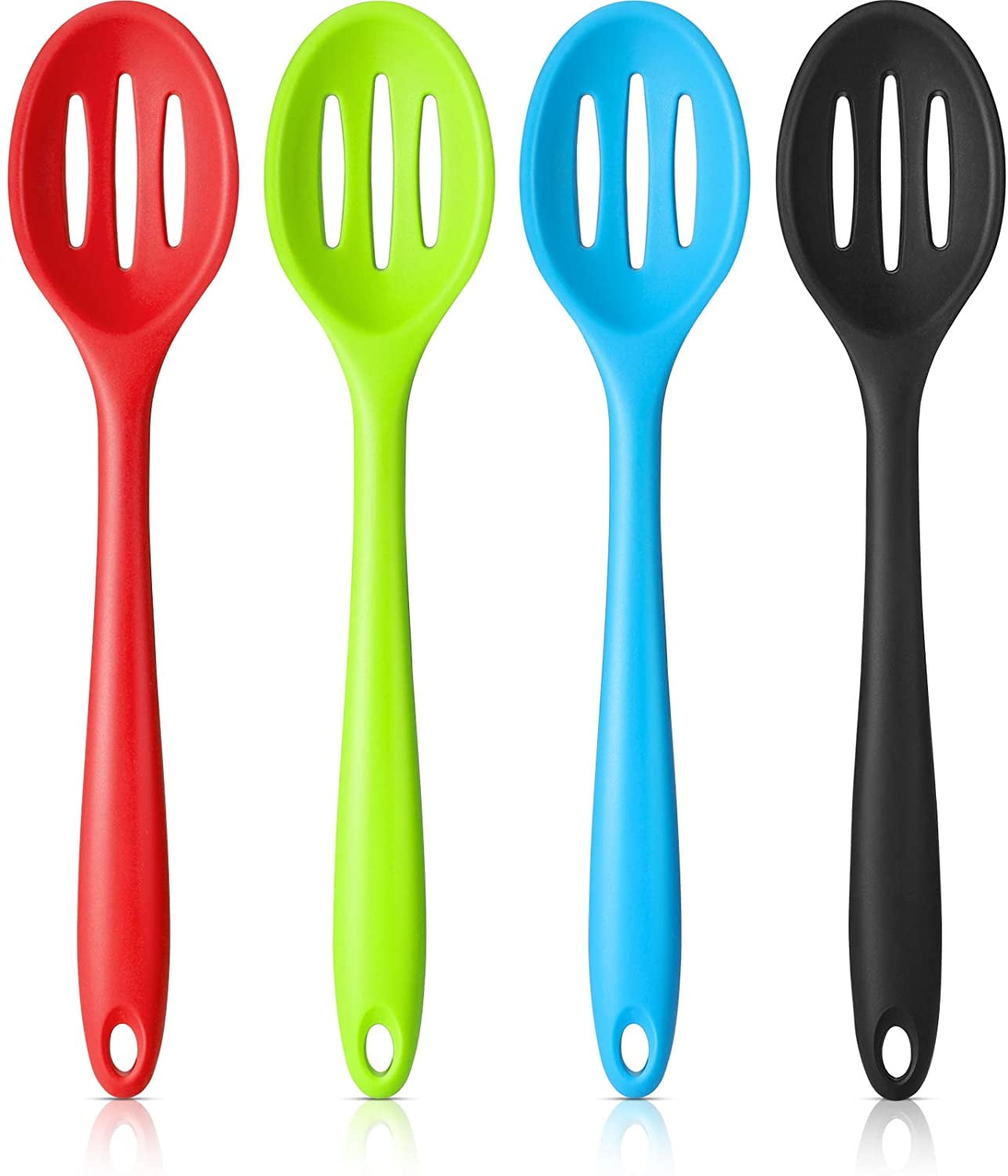 4 Pieces Silicone Slotted Spoons 10.6 Inch Silicone Nonstick Mixing ...