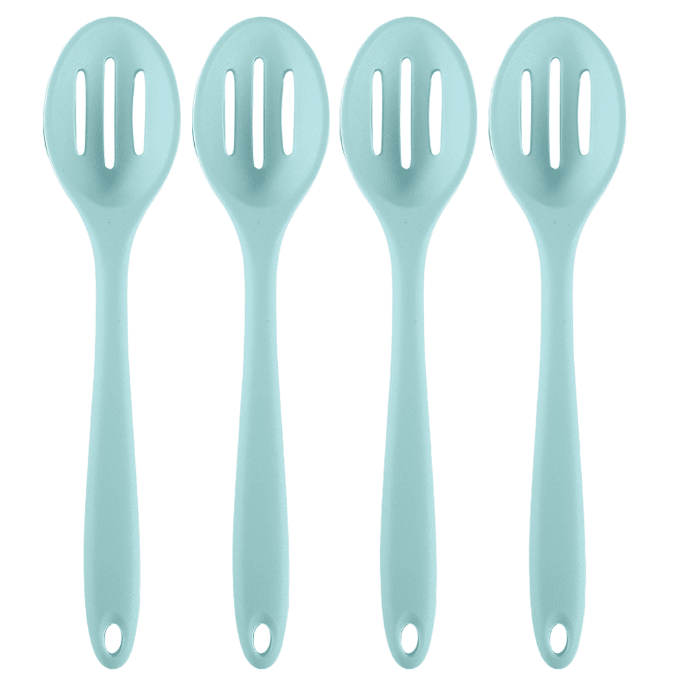 4 Pieces Silicone Slotted Spoons Silicone Nonstick Mixing Spoon Heat ...