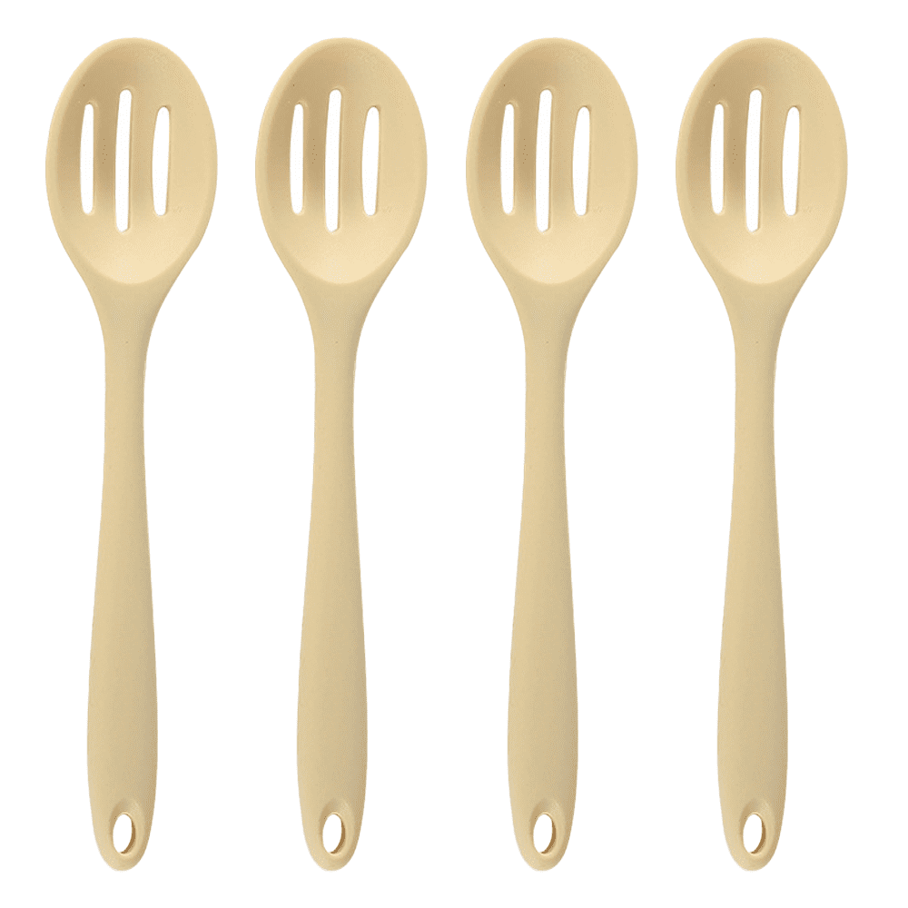 4 Pieces Silicone Slotted Spoons Silicone Nonstick Mixing Spoon Heat ...