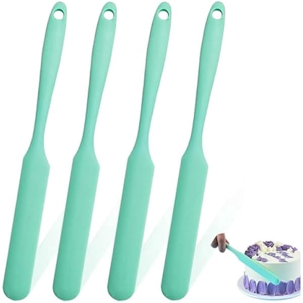 4 Pieces Silicone Spatula Set, Long Handle Skinny Spatula & Jar Scraper ...