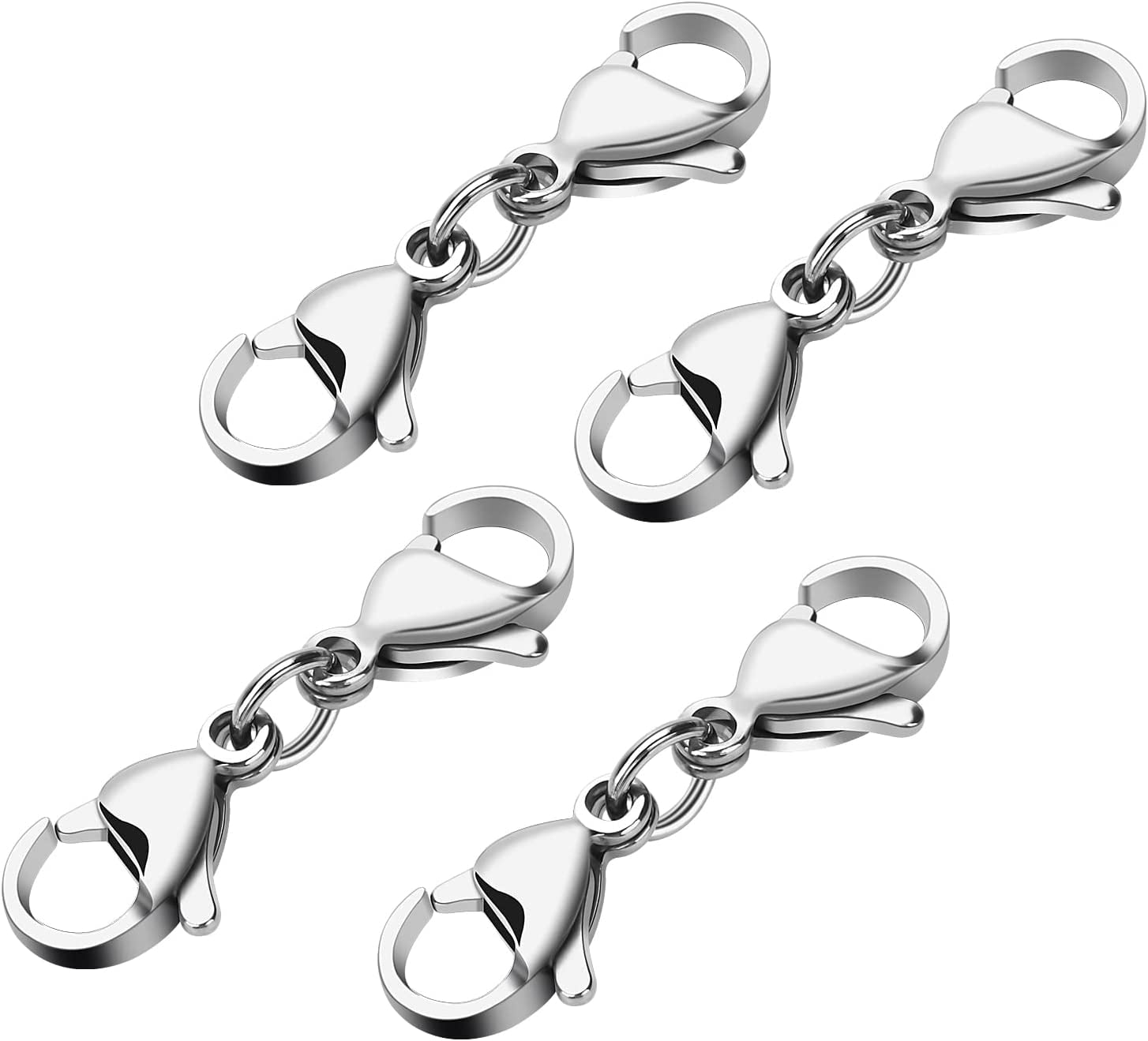 4 Pieces Silver Double Lobster Clasps Mini Bracelet Extender Clasps ...