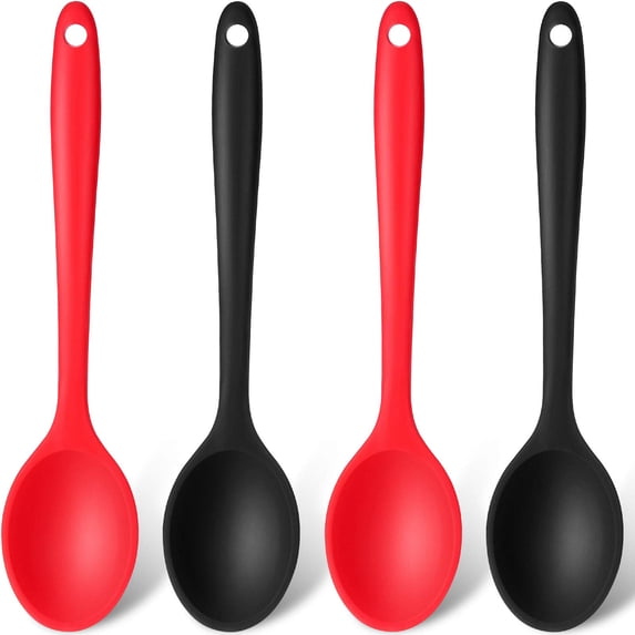 4 Pieces Small Multicolored Silicone Spoons Silicone Serving Stirring ...