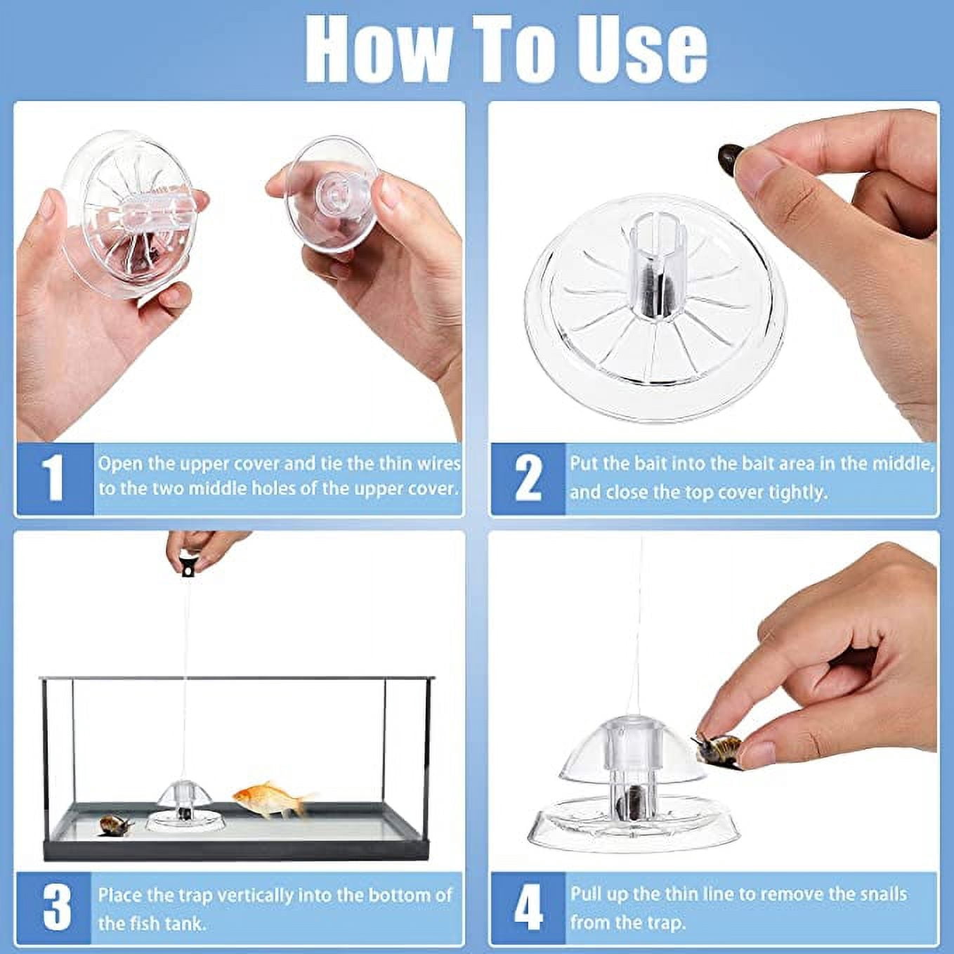 4 Pieces Snail Trap Plastic Aquarium Snail Trap for Fish Tank Clear ...