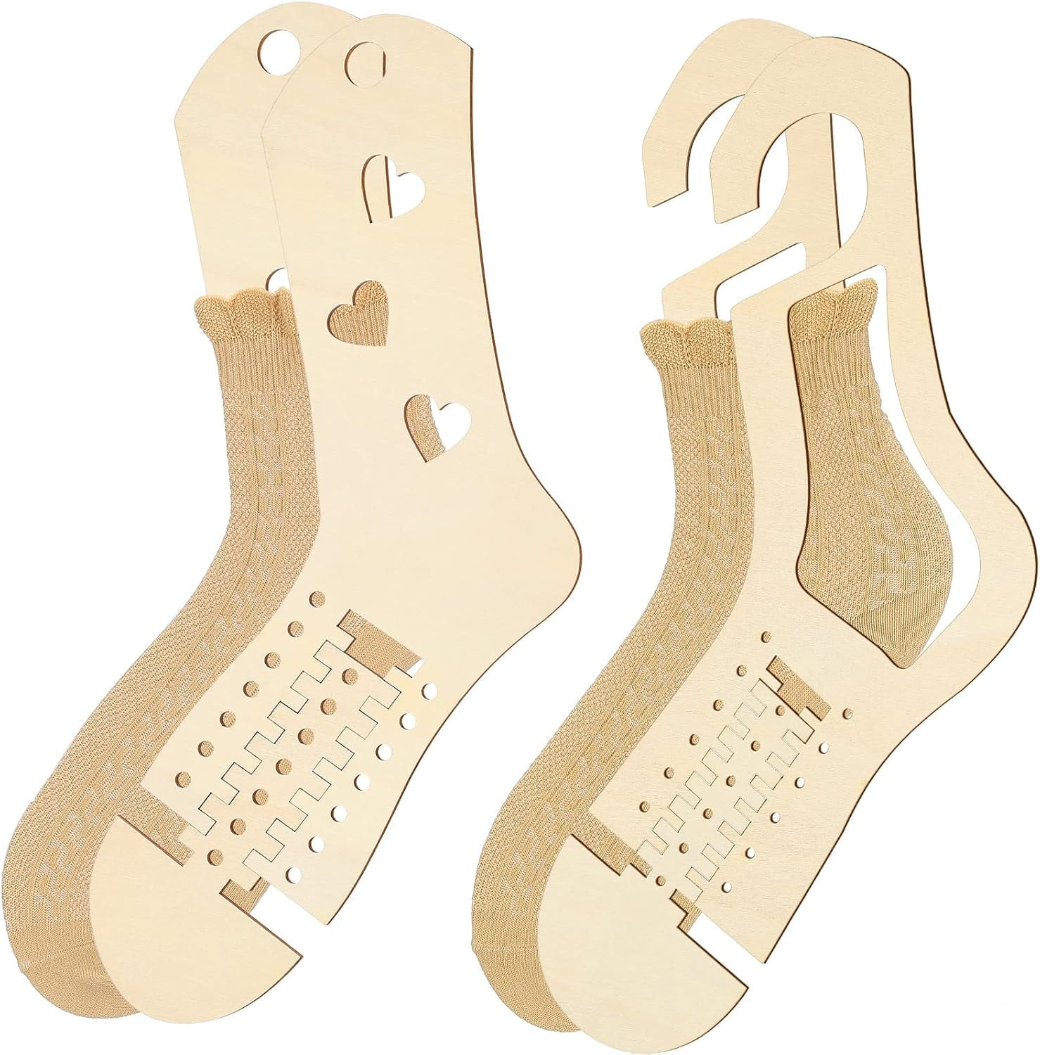 4 Pieces Sock Blockers for Knitting Wooden Sock Blockers Adjustable ...