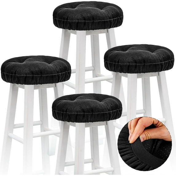 4 Pieces Soft Stool Covers Round Bar Stool Cushions with Elastic Band ...