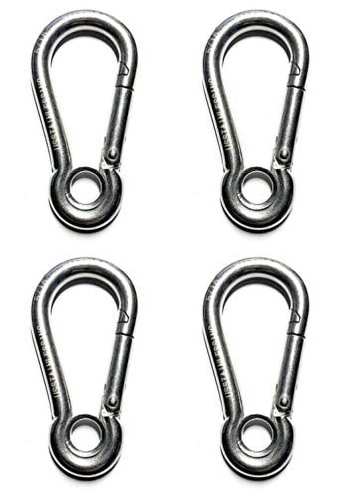 4 Pieces Stainless Steel 316 Spring Hook with Eyelet Carabiner 3/16 ...